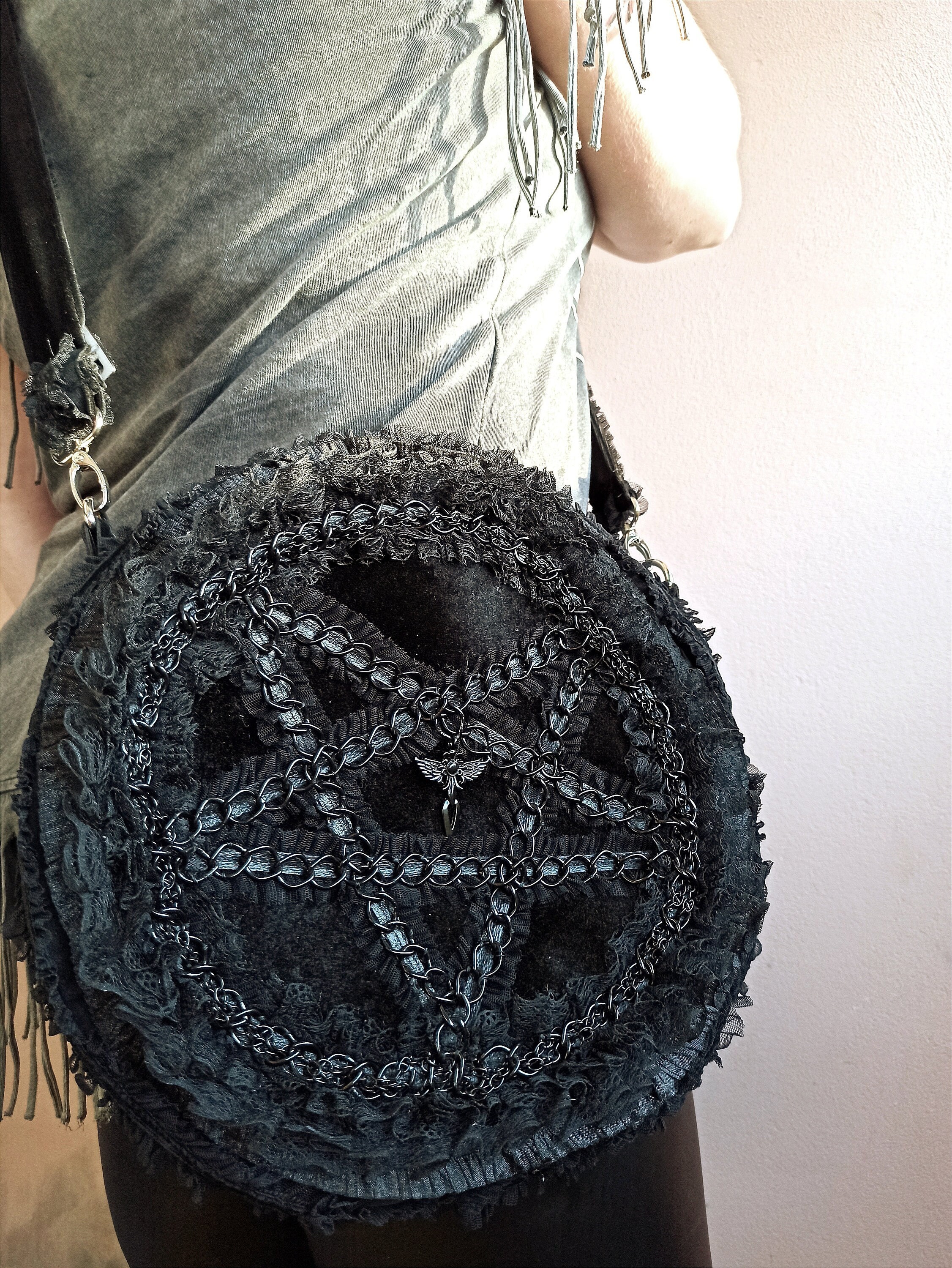 Black Gothic Witch Goth Wiccan Pagan Baphomet Velvet Crossbody - Etsy