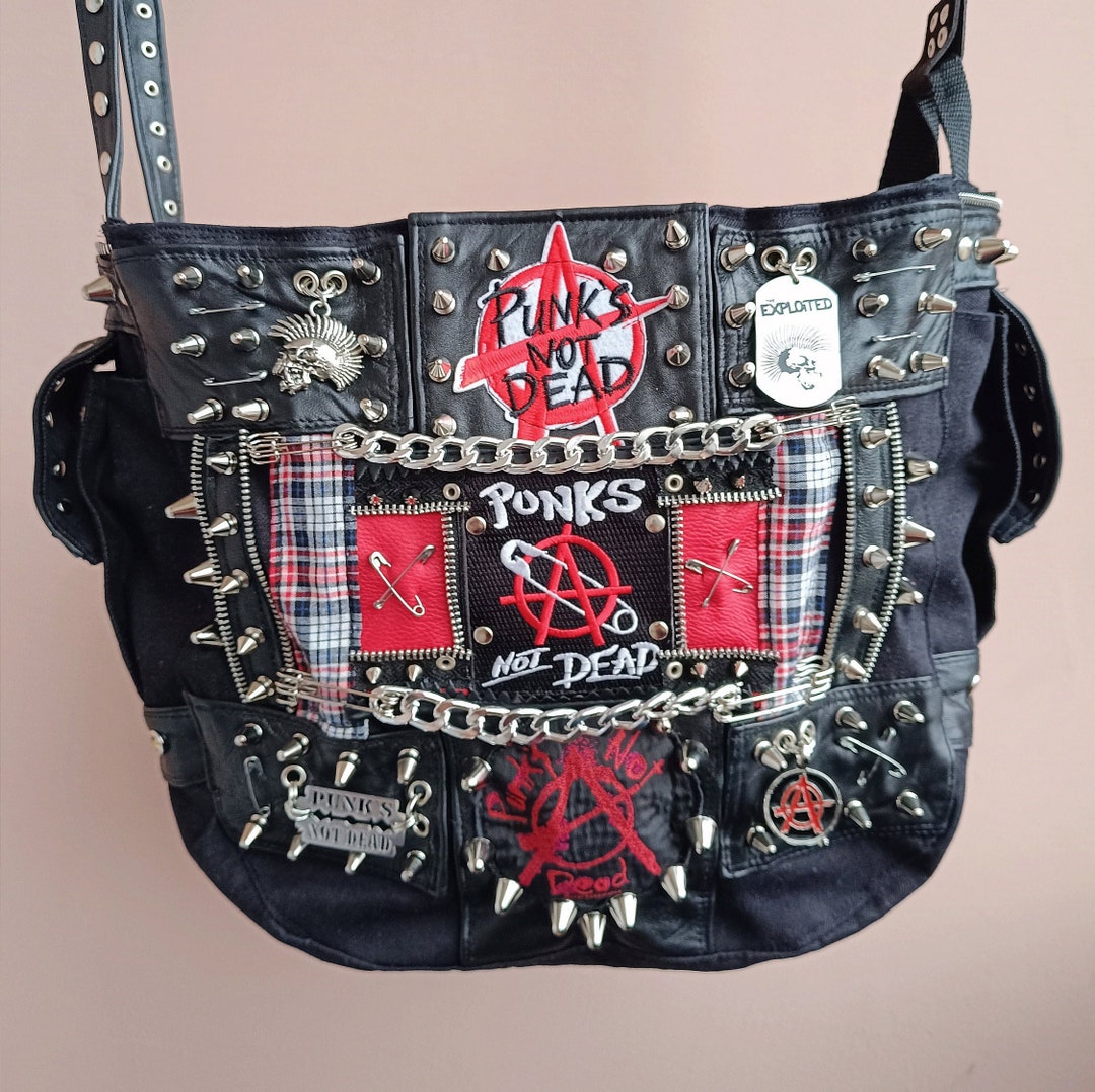 Punk Rock Anarchy Exploited Punks Not Dead Spikes Crossbody Cyber ...