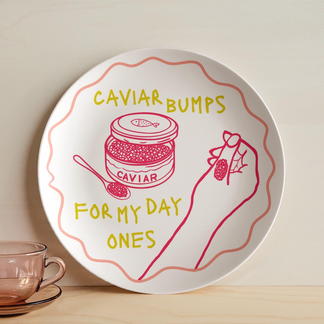 Caviar Bumps Plate – 10” Wall Plate With Hand & Tin Illustration ...