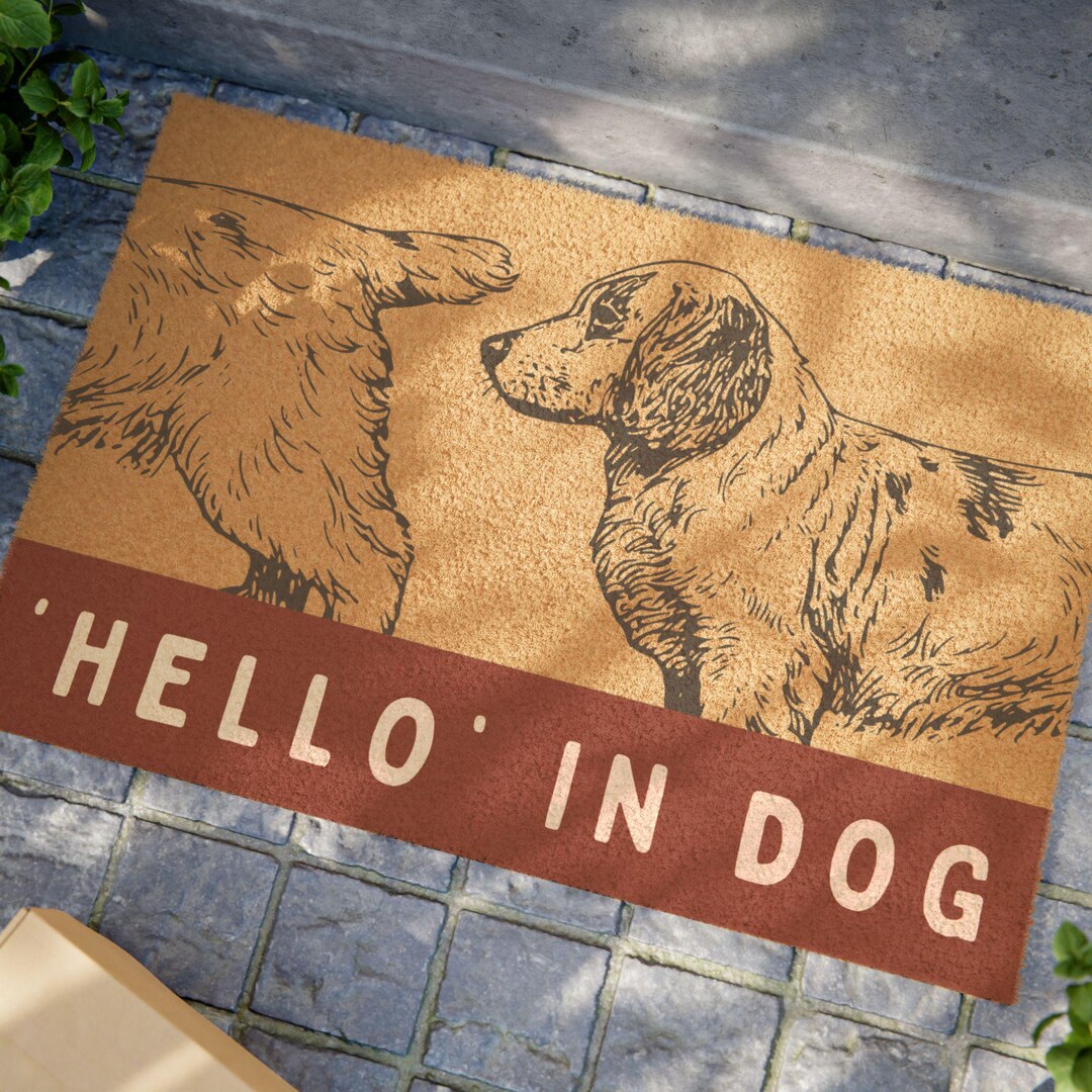 Funny Dog Welcome Mat, 'hello in Dog' Coir Doormat - Etsy