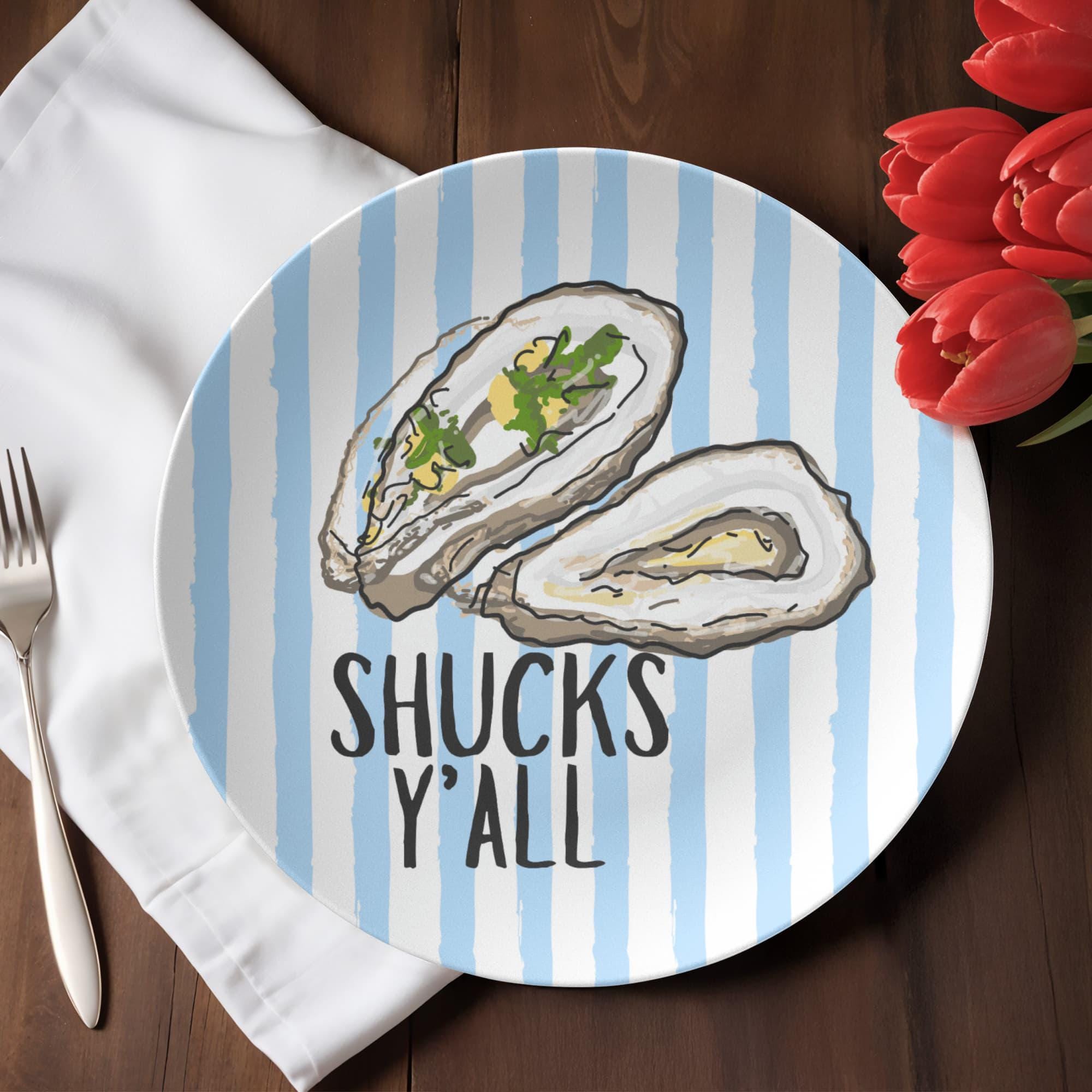 Coastal Oyster Plate, Beach House Dinner Plate, Trendy Kitchen Dish ...