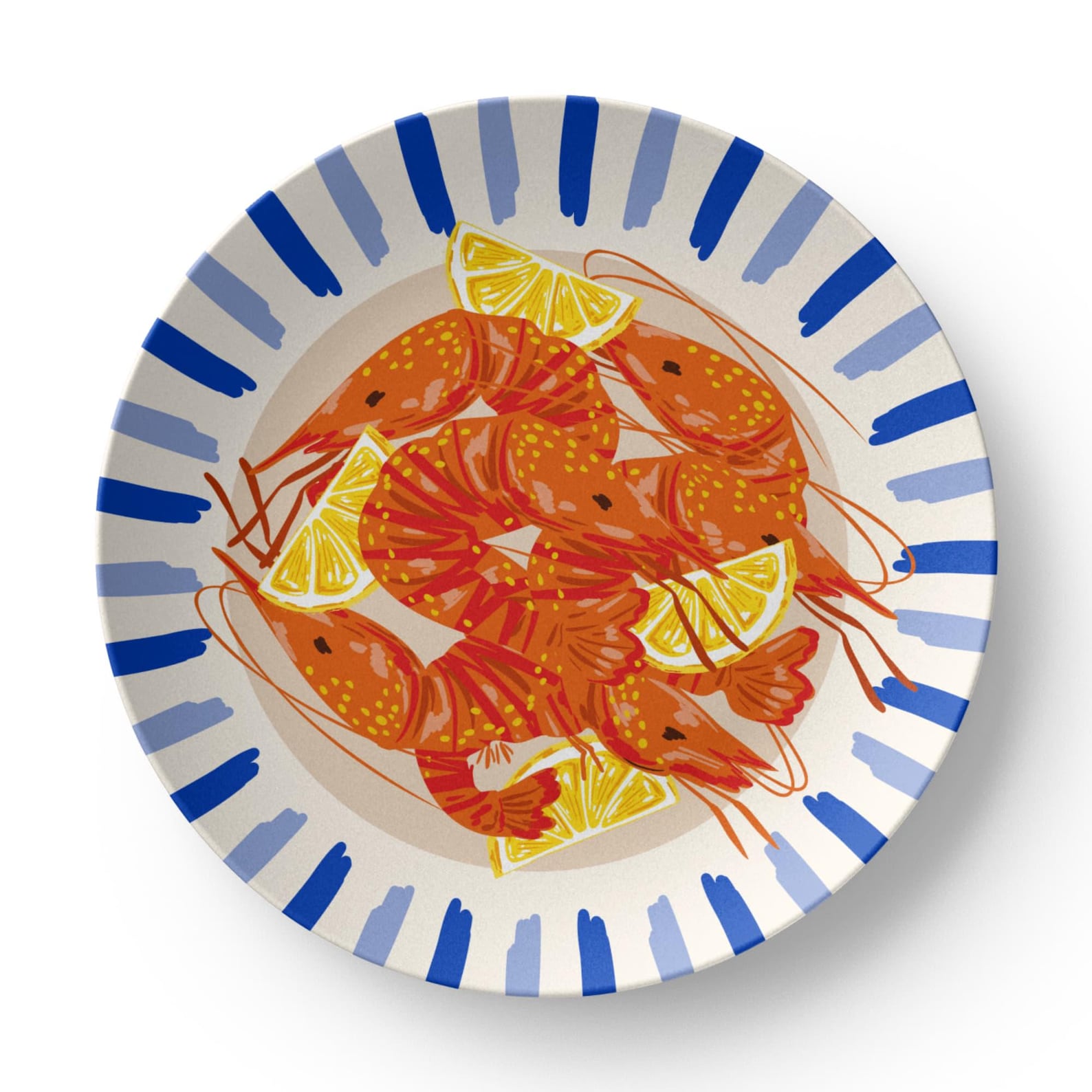 Coastal Shrimp Plate – 10” Nautical Seafood Dinner Plate, Beach House ...