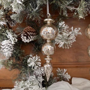 Set of 6 Mercury Glass Finials, Hand Blown Glass Christmas Ornaments - Etsy