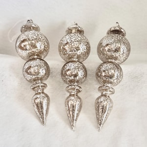 Set of 3 Mercury Glass Finials, Hand Blown Glass Christmas Ornaments - Etsy