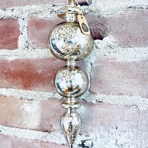 Set of 3 Mercury Glass Finials, Hand Blown Glass Christmas Ornaments - Etsy