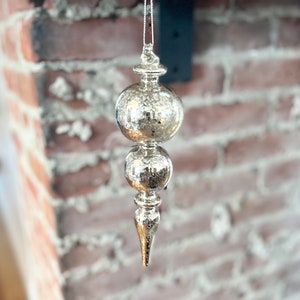 Set of 3 Mercury Glass Finials, Hand Blown Glass Christmas Ornaments - Etsy