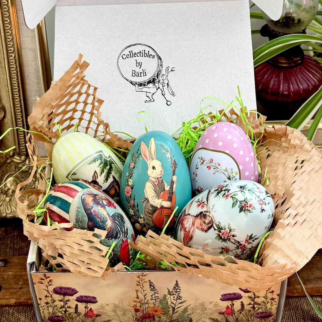 Vintage Style Easter Egg Tins: Collectibles by Bärli, Set of 5 - Etsy