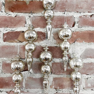 Set of 6 Mercury Glass Finials, Hand Blown Glass Christmas Ornaments - Etsy