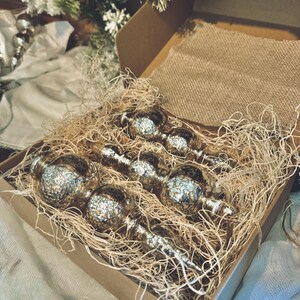 Set of 3 Mercury Glass Finials, Hand Blown Glass Christmas Ornaments - Etsy