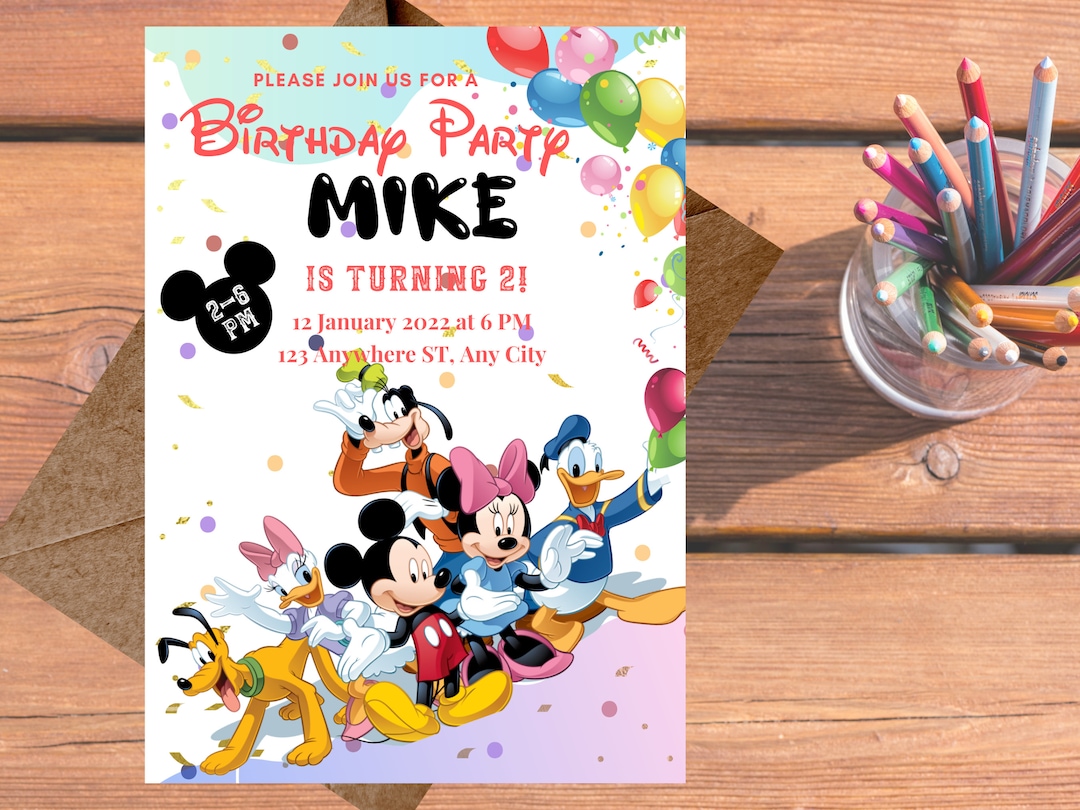 Mickey Mouse and Clubhouse Birthday Party Invitation Template - Etsy