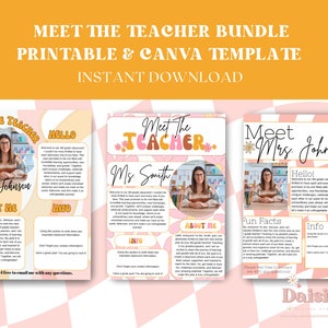 Editable Meet the Teacher Bundle | Canva Template | Teacher Printable ...