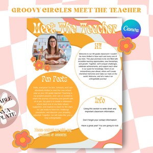 Editable Meet the Teacher | Canva Template | Teacher Printable | Groovy ...