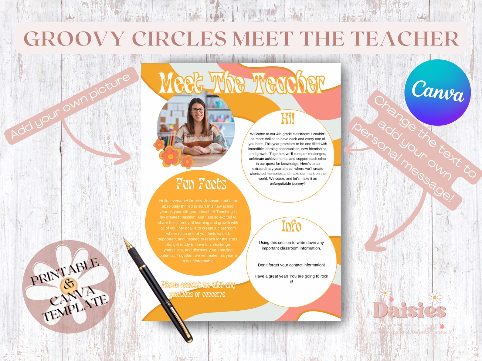 Editable Meet the Teacher Canva Template Teacher Printable - Etsy