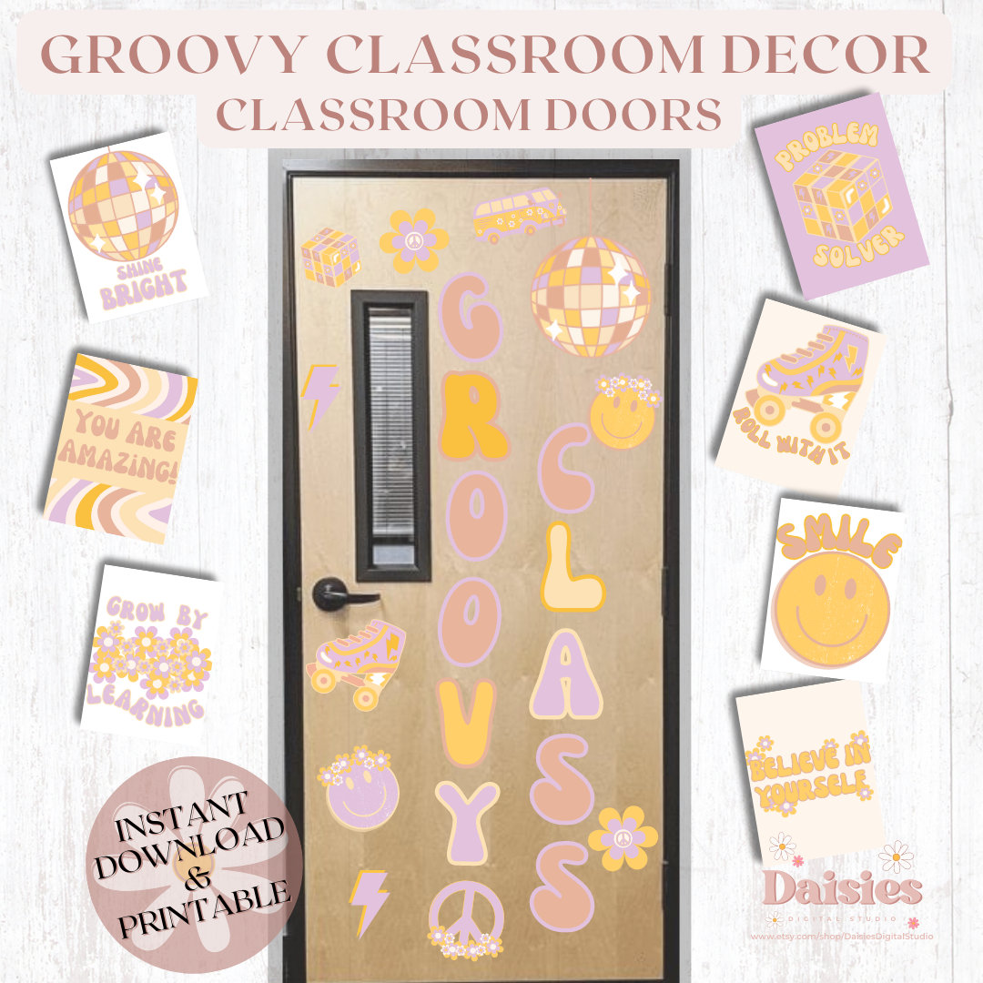 Groovy Classroom Decor Bundle | Retro Hippie Theme | Teacher Printable ...
