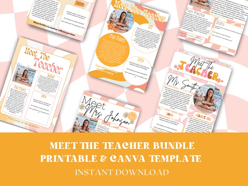 Editable Meet the Teacher Bundle | Canva Template | Teacher Printable ...