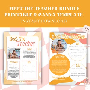 Editable Meet the Teacher Bundle | Canva Template | Teacher Printable ...