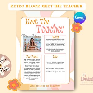 Editable Meet the Teacher | Canva Template | Teacher Printable | Groovy ...