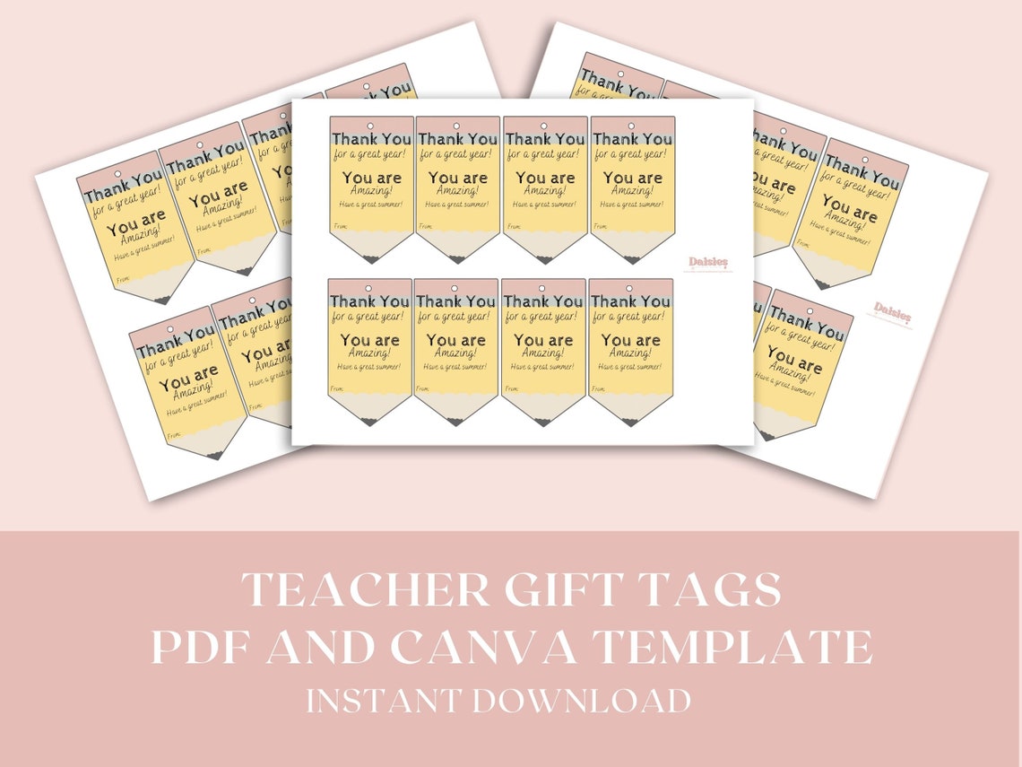 Thank You Gift Printable, Teacher Gift Tag Instant Download, Editable ...