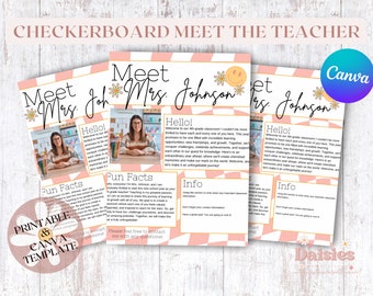Editable Meet the Teacher | Canva Template | Teacher Printable | Flower ...