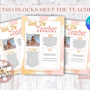 Editable Meet the Teacher | Canva Template | Teacher Printable | Groovy ...