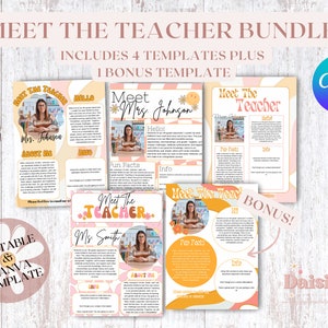 Editable Meet the Teacher Bundle | Canva Template | Teacher Printable ...
