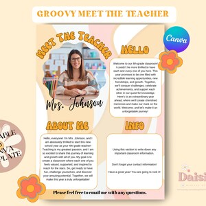 Editable Meet the Teacher | Canva Template | Teacher Printable | Retro ...