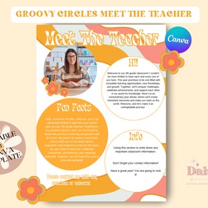 Editable Meet the Teacher | Canva Template | Teacher Printable | Groovy ...