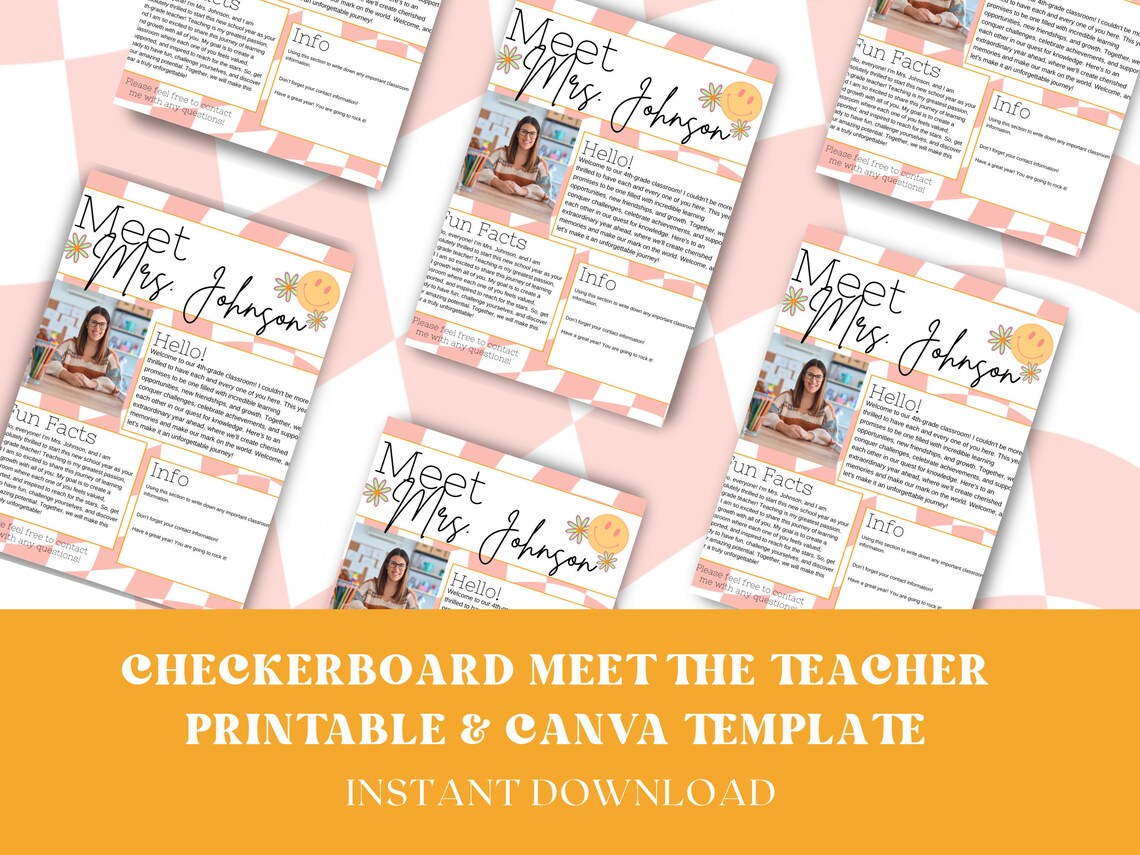 Editable Meet the Teacher | Canva Template | Teacher Printable | Groovy ...