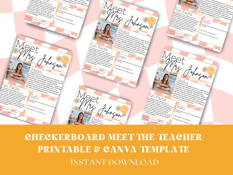 Editable Meet the Teacher | Canva Template | Teacher Printable | Groovy ...