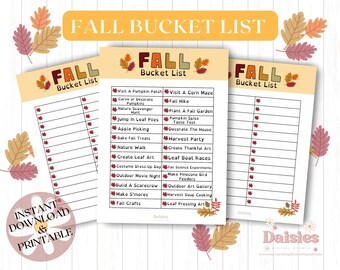 Printable Fall Bucket List - Etsy
