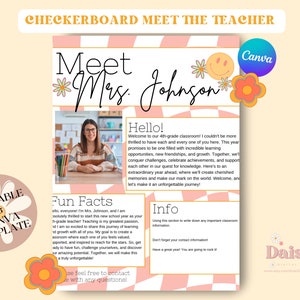 Editable Meet the Teacher | Canva Template | Teacher Printable | Groovy ...