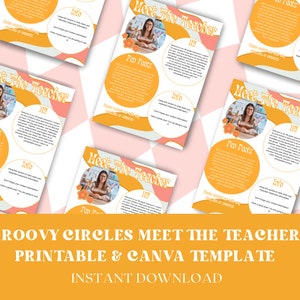 Editable Meet the Teacher | Canva Template | Teacher Printable | Groovy ...