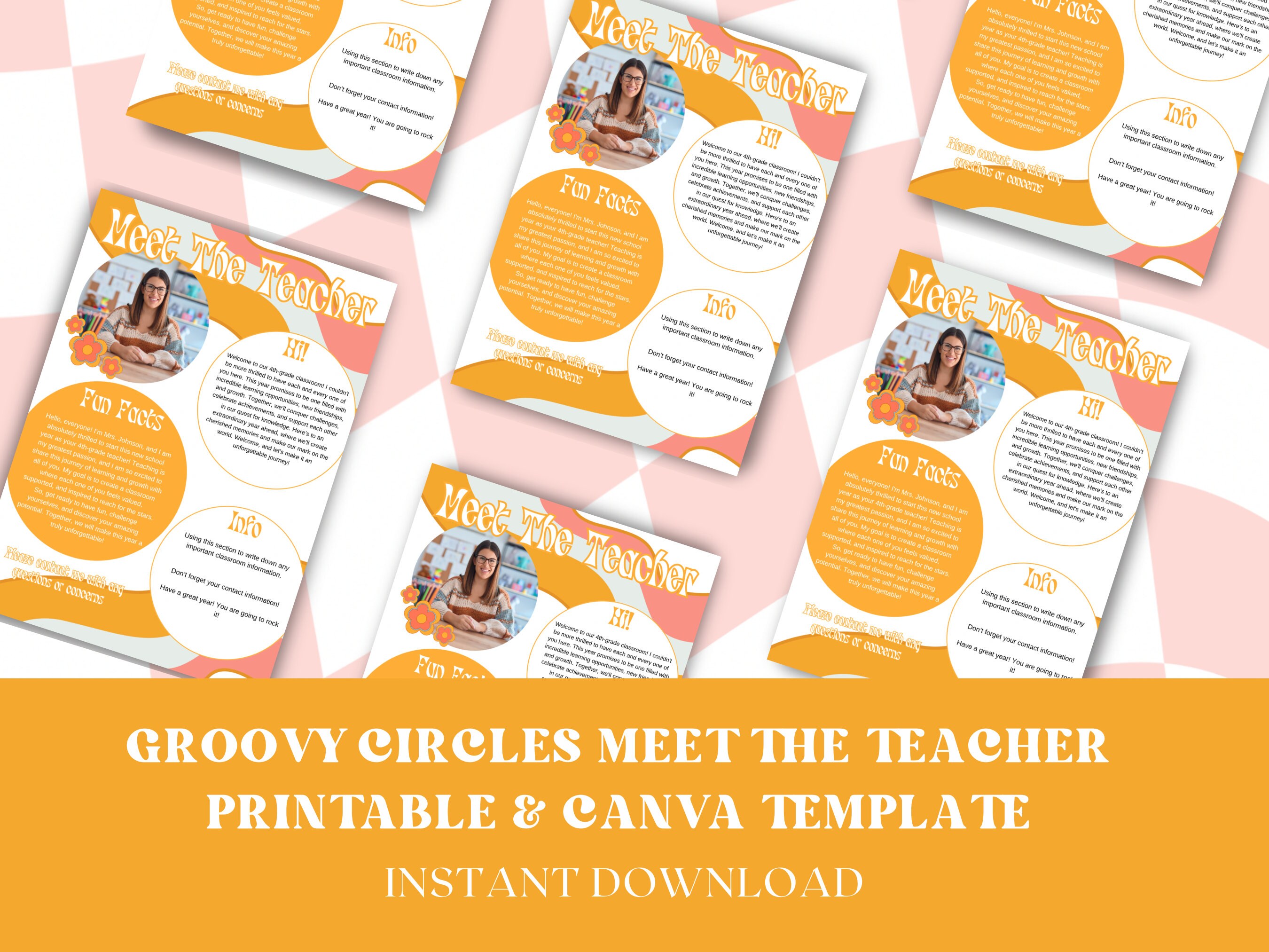 Editable Meet the Teacher Canva Template Teacher Printable Groovy ...