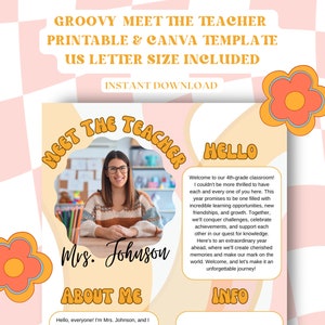 Editable Meet the Teacher | Canva Template | Teacher Printable | Retro ...