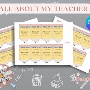 Thank You Gift Printable, Teacher Gift Tag Instant Download, Editable ...