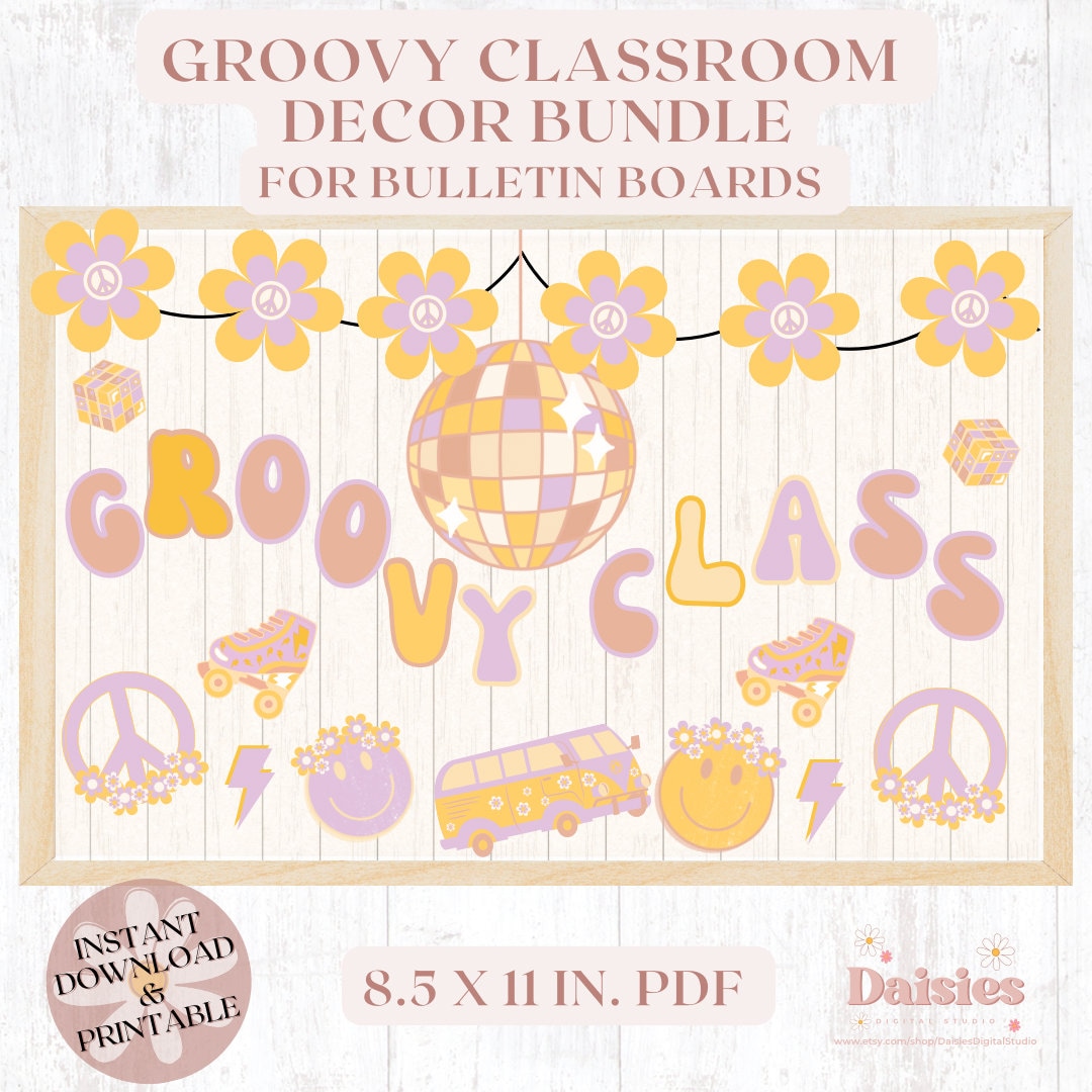 Groovy Classroom Decor Bundle | Retro Hippie Theme | Teacher Printable ...