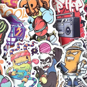 50 Cartoon Graffiti Stickers Vinyl Decals for Skateboard, Luggage ...