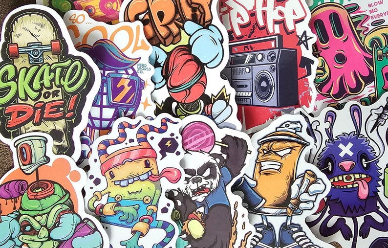 50 Cartoon Graffiti Stickers Vinyl Decals for Skateboard - Etsy