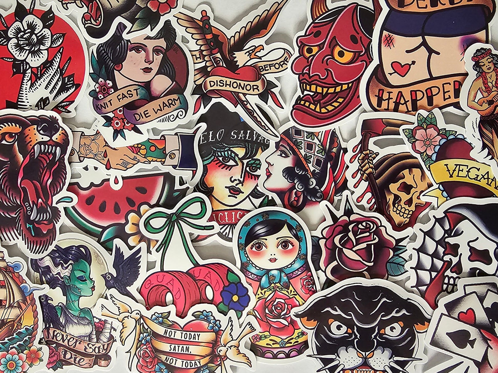 49 Cool American Traditional Tattoo Stickers Perfect for - Etsy