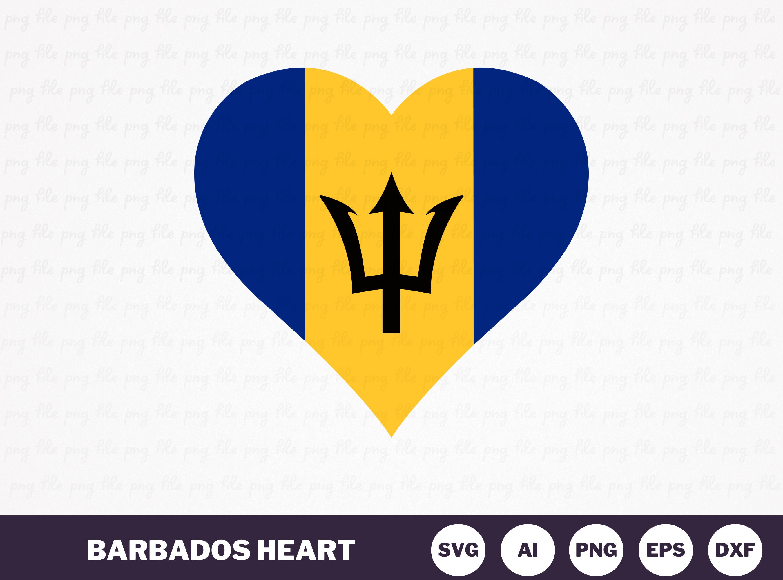 Barbados Heart Flag SVG Files North America Vector Files Heart Shape ...