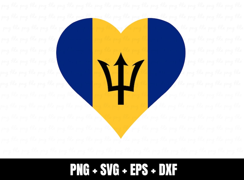 Barbados Heart Flag SVG Files | North America Vector Files Heart ...