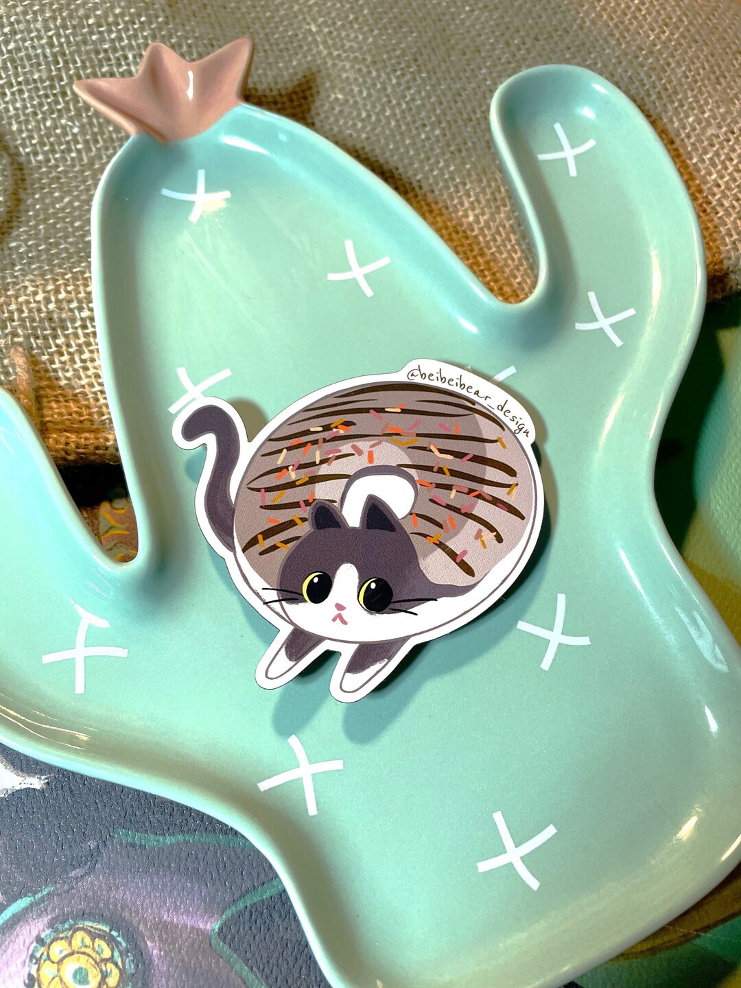 Donut Cat Magnet, Tuxedo Cat, Cute Cat Magnet, Funny Cat Magnet, Black ...