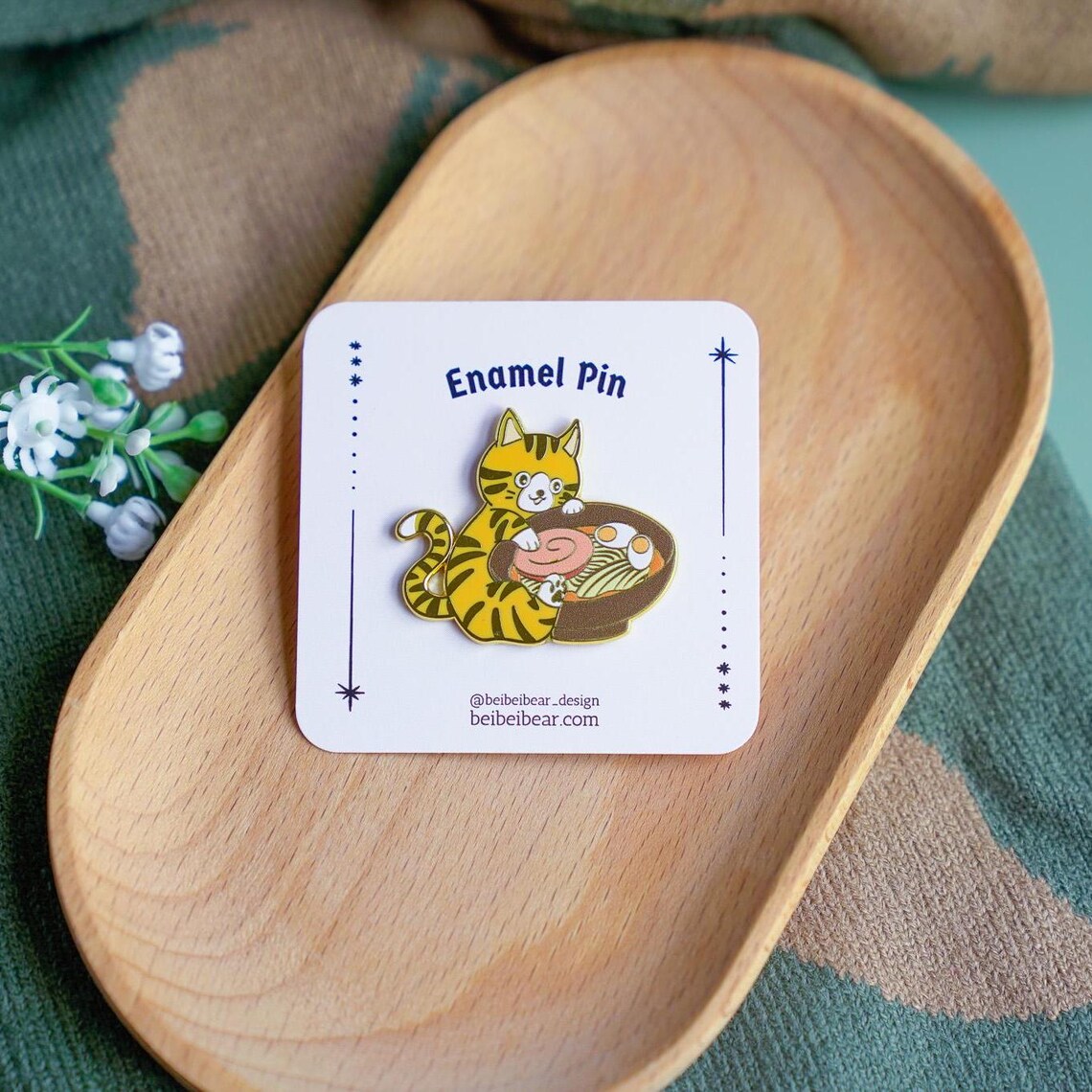 Ramen Cat Hard Enamel Pin, Orange Tabby Cat - Etsy