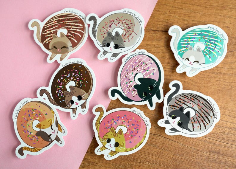 Donut Cat Sticker, Birman Siamese Cat, Cute Gift - Etsy Canada