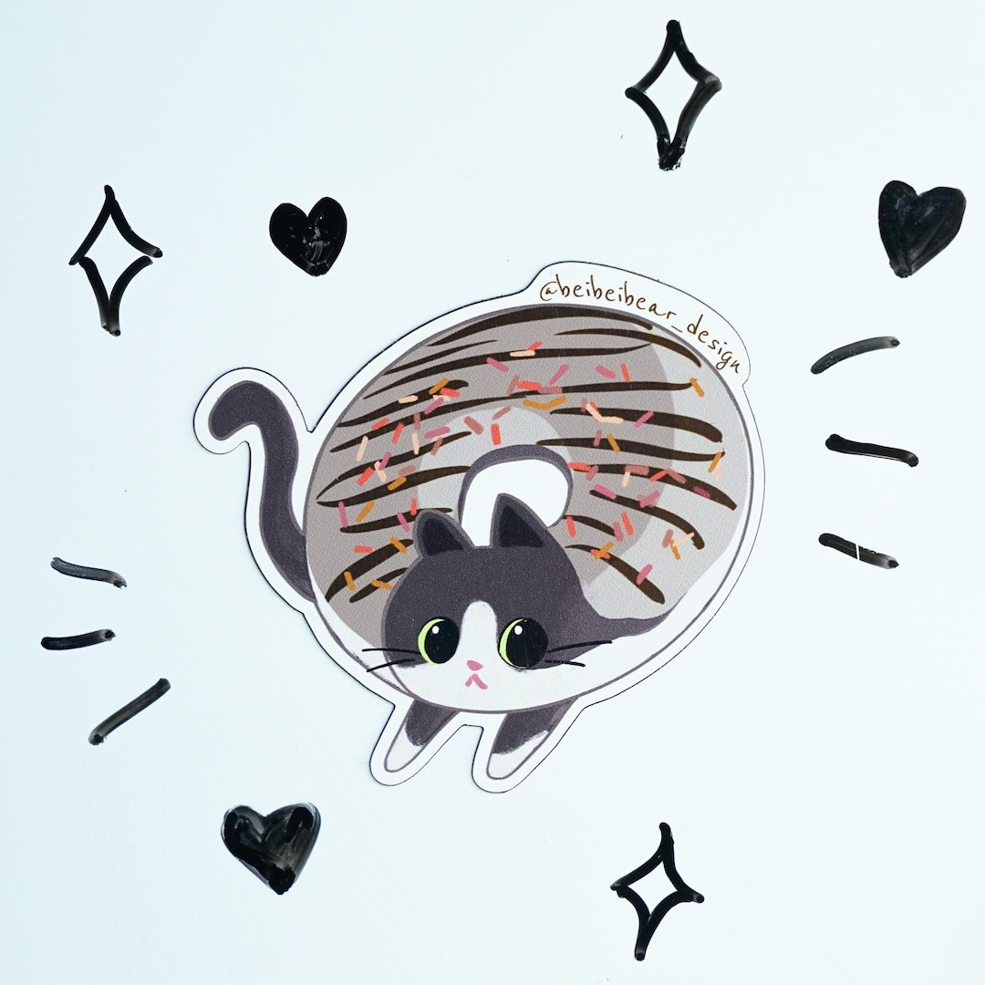 Tuxedo Cat Donut Magnet, Oreo Cat Lover Gift - Etsy