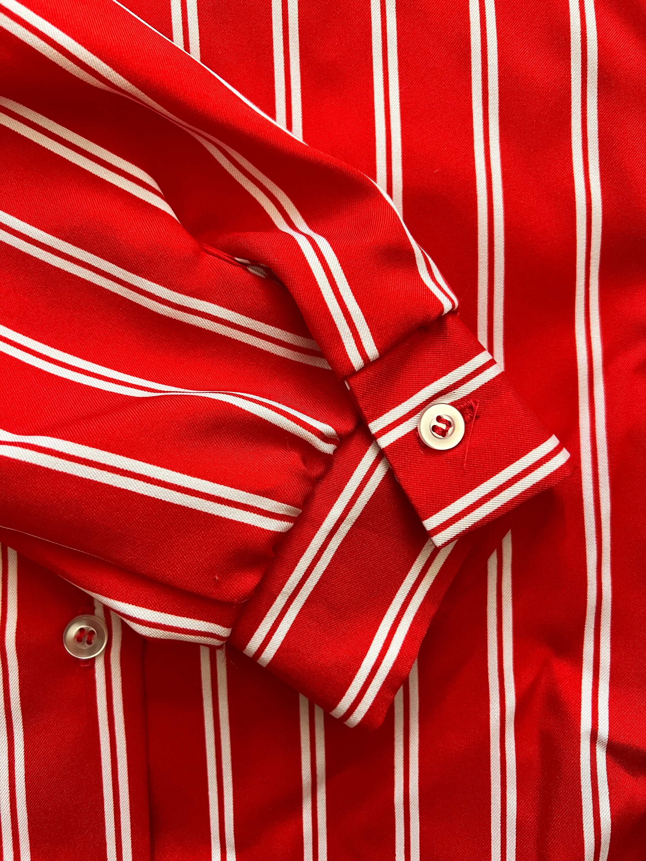 Vintage Red & White Striped Button up 70's Candy Cane - Etsy