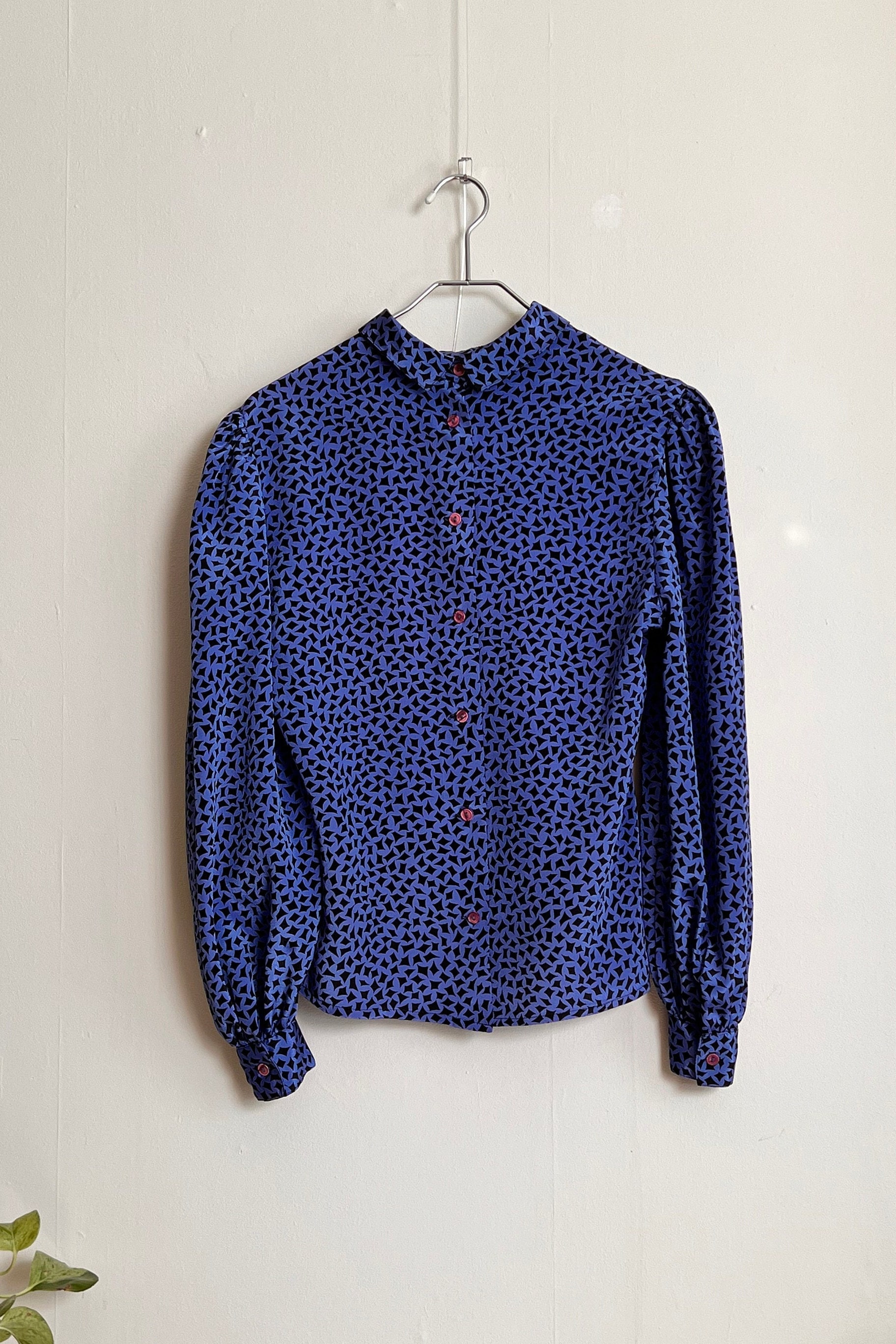 1980's Power Blouse | Periwinkle Button Back - Etsy