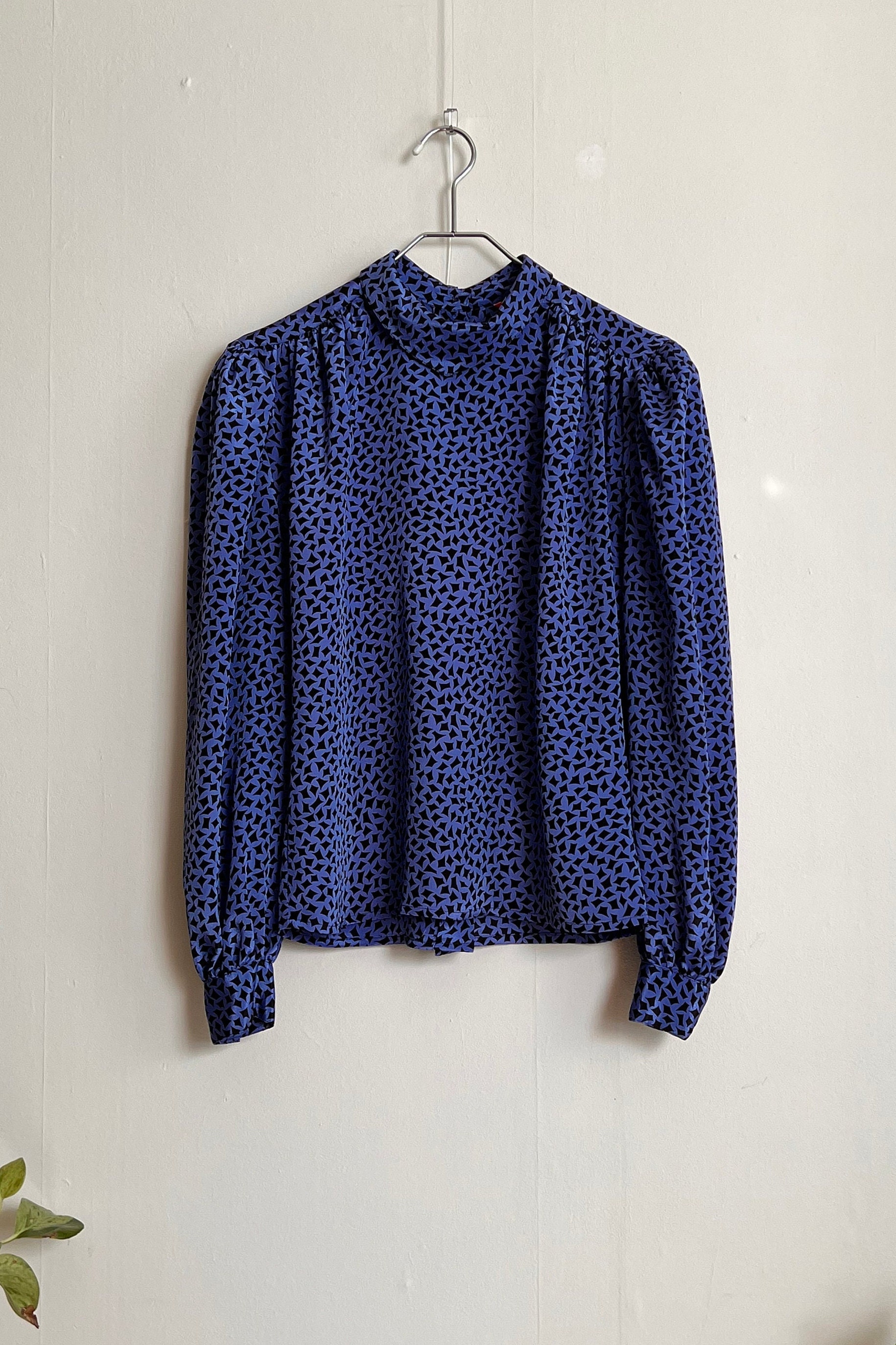 1980's Power Blouse | Periwinkle Button Back - Etsy