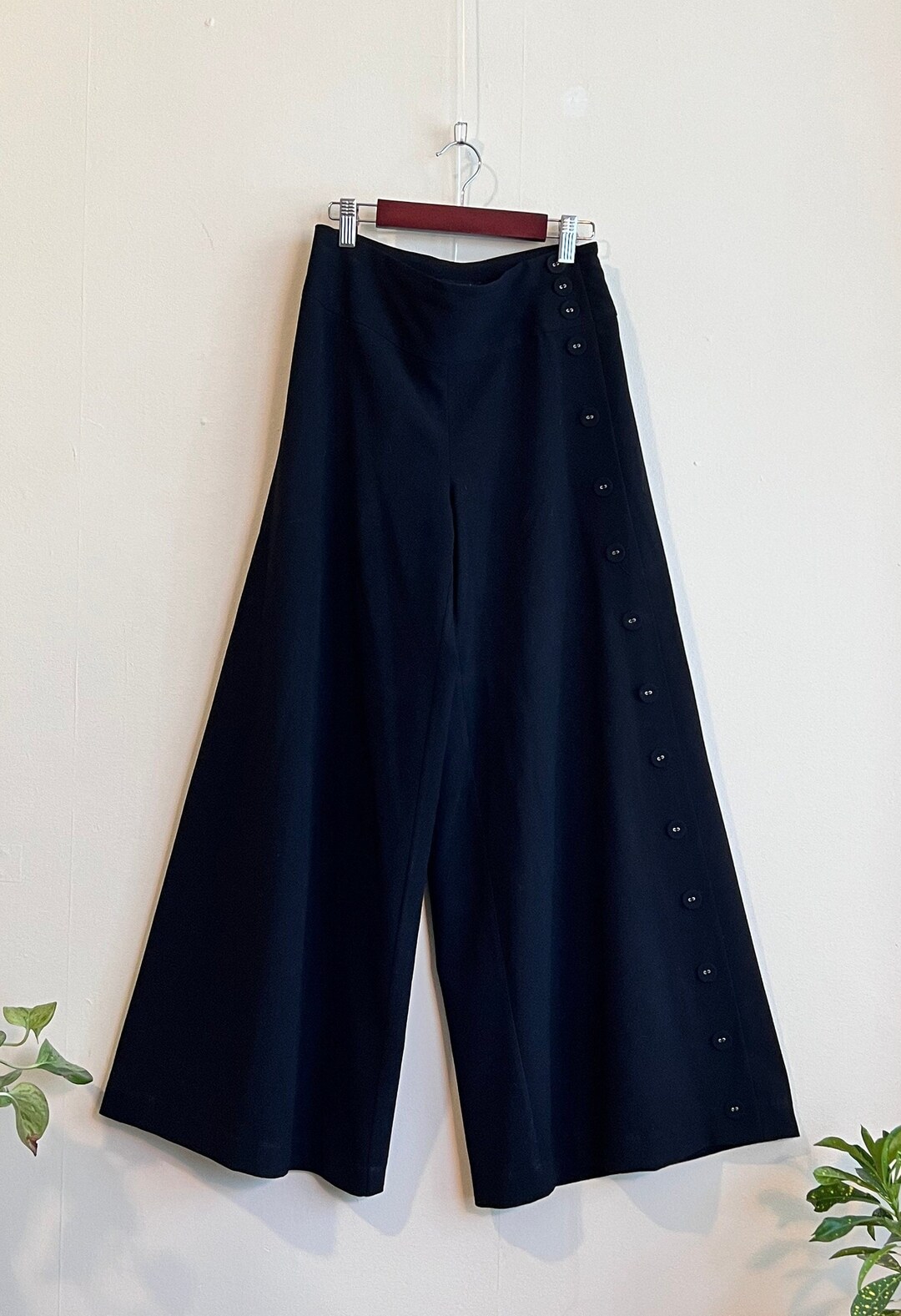 Vintage Wide Leg Pants | Black Sailor Pants - Etsy