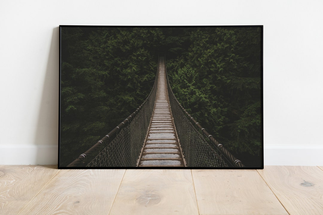 Rope Bridge Forest, Forest Bridge Art, Bridge Wall Decor, Bridge Print ...